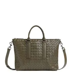 Bottega Veneta Intrecciato Leather Briefcase - Green