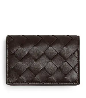 Bottega Veneta Nappa Intrecciato Business Card Holder - Brown