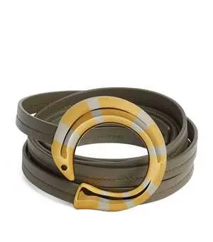 Bottega Veneta Leather Tie Belt With Sculptural Sardine Detail - Green