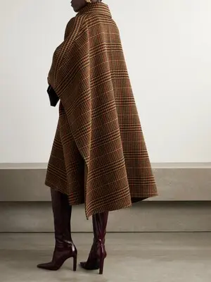 Saint Laurent Checked Wool And Llama-blend Cape