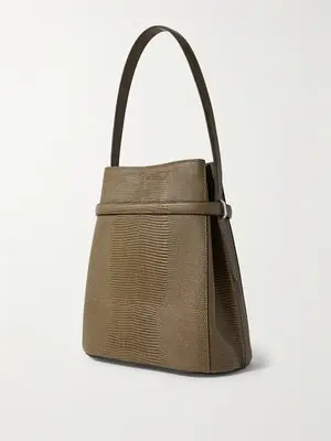 TOTEME Belted Lizard-effect Leather Tote - Green
