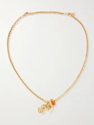 ROXANNE ASSOULIN Puffy Initial Charm Necklace - Gold