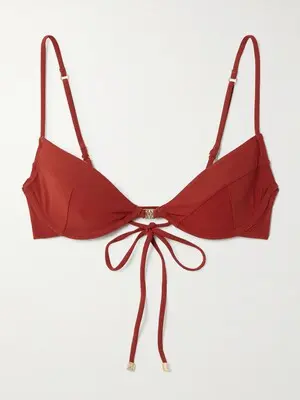 Kiki De Montparnasse Demi Embellished Underwire Bikini Top - Red