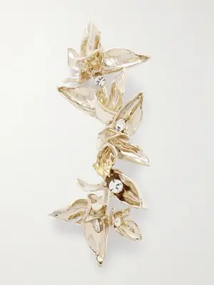 Erdem Flower Crystal Brooch - Gold