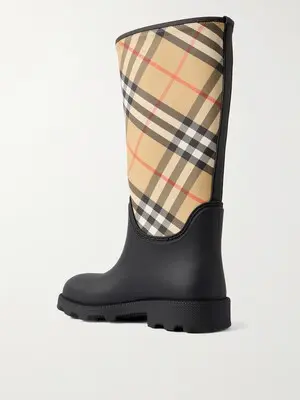 Burberry Rubber And Checked Nylon Rain Boots