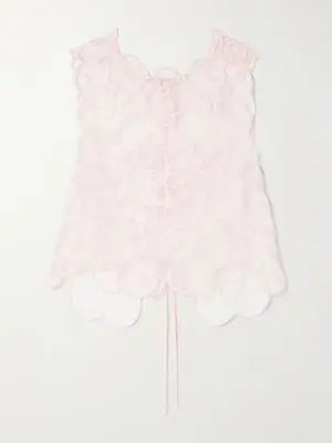 Cecilie Bahnsen Blake Embroidered Organza Tank With Tie-back - Pink