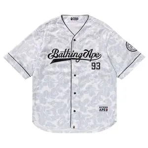 A BATHING APE Camo Stripe Baseball Shirt