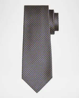 Kiton Silk Woven Oval Seven-Fold Tie Gold