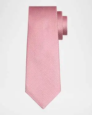 Kiton Silk Tonal Jacquard Seven-Fold Tie Pink