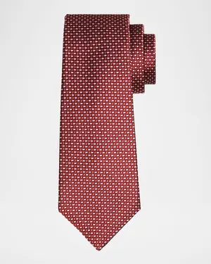 Kiton Silk Woven Ovals Seven-Fold Tie Red