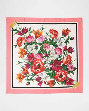 Dolce & Gabbana Floral Foulard Silk Scarf Ha5qx Fiori Fdo Bco Nat