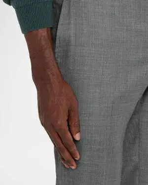 Kiton Wool Twill Flat-front Trousers - Gray