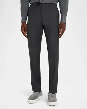 Kiton Wool Twill Flat-front Trousers - Gray