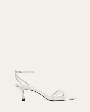 JIMMY CHOO 1998 Leo Metallic Ankle-Strap Sandals - Silver