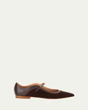 MALONE SOULIERS Corina Pointed-toe Ballerina Flats - Ebony