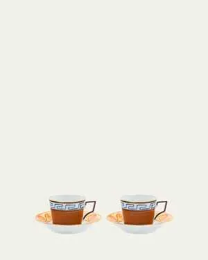 GINORI 1735 Il Viaggio Di Nettuno Luna 3 Oz. Coffee Cups & Saucers, Set Of 2 - Multi