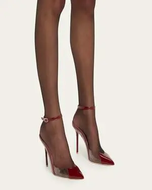 MALONE SOULIERS Malia Leather Pumps With Pvc Detailing - Dark Red