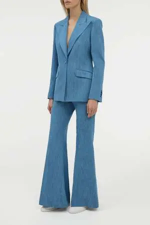Gabriela Hearst Leiva Blazer Recycled Cotton Linen Denim - Medium Blue