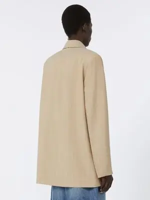 Max Mara Long Double-breasted Wool Blazer - Beige Shaded