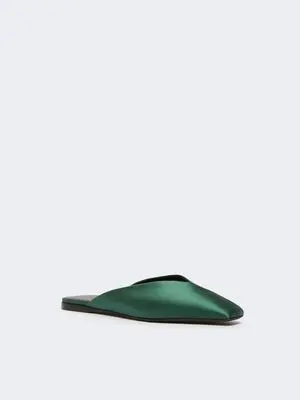 Max Mara Viscose And Silk Satin Mules - Emerald