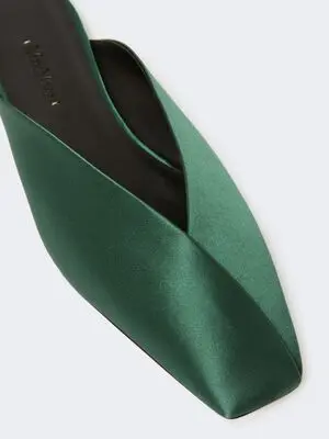 Max Mara Viscose And Silk Satin Mules - Emerald