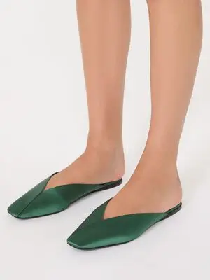 Max Mara Viscose And Silk Satin Mules - Emerald