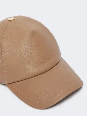 Max Mara Leather Baseball Cap - Mud
