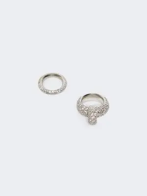 Max Mara Rhinestone Metal Ring Set