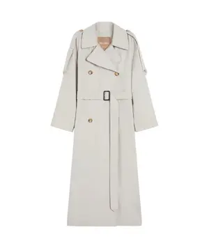 Max Mara Long Double-breasted Trench Coat - Ecru