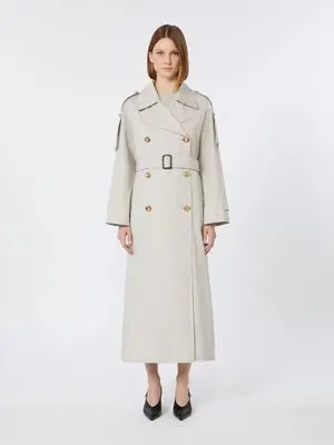 Max Mara Long Double-breasted Trench Coat - Ecru
