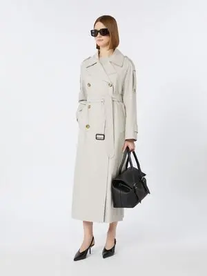 Max Mara Long Double-breasted Trench Coat - Ecru