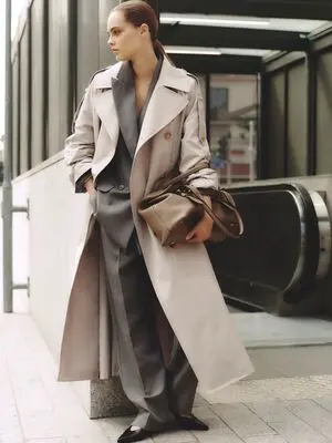 Max Mara Long Double-breasted Trench Coat - Ecru