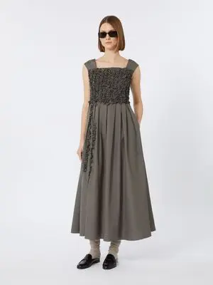 Max Mara Long Pleated Poplin Dress