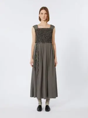 Max Mara Long Pleated Poplin Dress