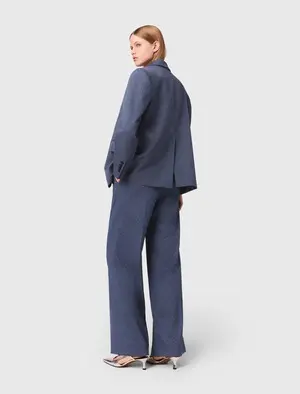 Maje Structured Rhinestone Suit Blazer - Blue