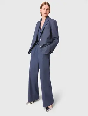 Maje Structured Rhinestone Suit Blazer - Blue