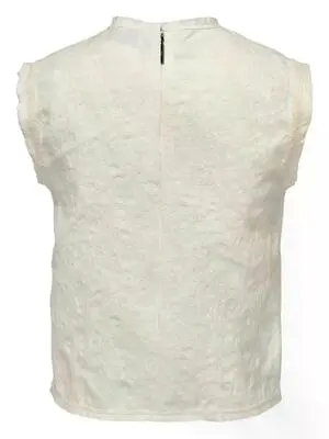 MSGM Ruffled Front Sleeveless Blouse - White
