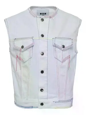 MSGM Contrast-stitch Denim Vest