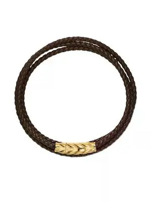 David Yurman 18k Yellow And Leather Chevron Bracelet - Gold