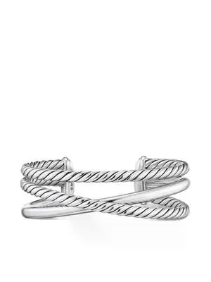David Yurman Sterling Bold Crossover Three Row Cuff Bracelet - Silver