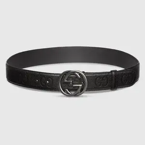 Gucci Belt With Interlocking G Buckle - Black