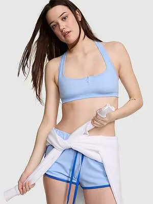 Pink Cotton Dorm Unlined Racerback Bralette - Blue