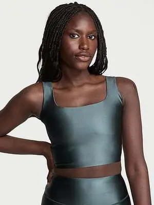 Victoria's Secret Vsx Glossytechâ¢ Square-neck Bra Top - Grey