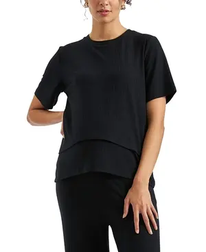 RIPE MATERNITY Mike Rib Nursing Top - Black