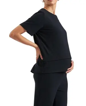 RIPE MATERNITY Mike Rib Nursing Top - Black