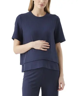 RIPE MATERNITY Rib Nursing Top - Navy