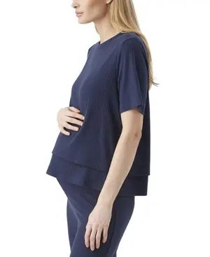 RIPE MATERNITY Rib Nursing Top - Navy