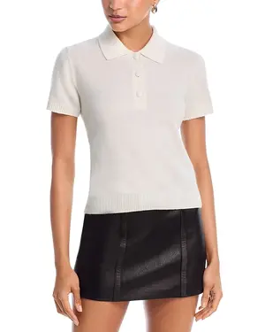 Aqua 100% Cashmere Polo Sweater - Ivory