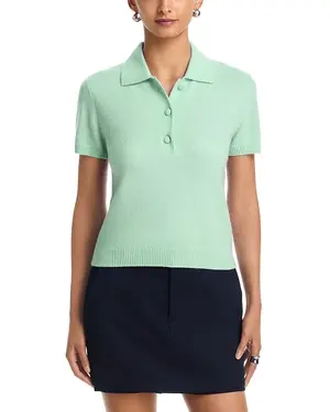 Aqua 100% Cashmere Polo Sweater - Pistachio