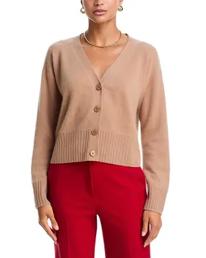 Aqua 100% Cashmere V-neck Cardigan - Camel